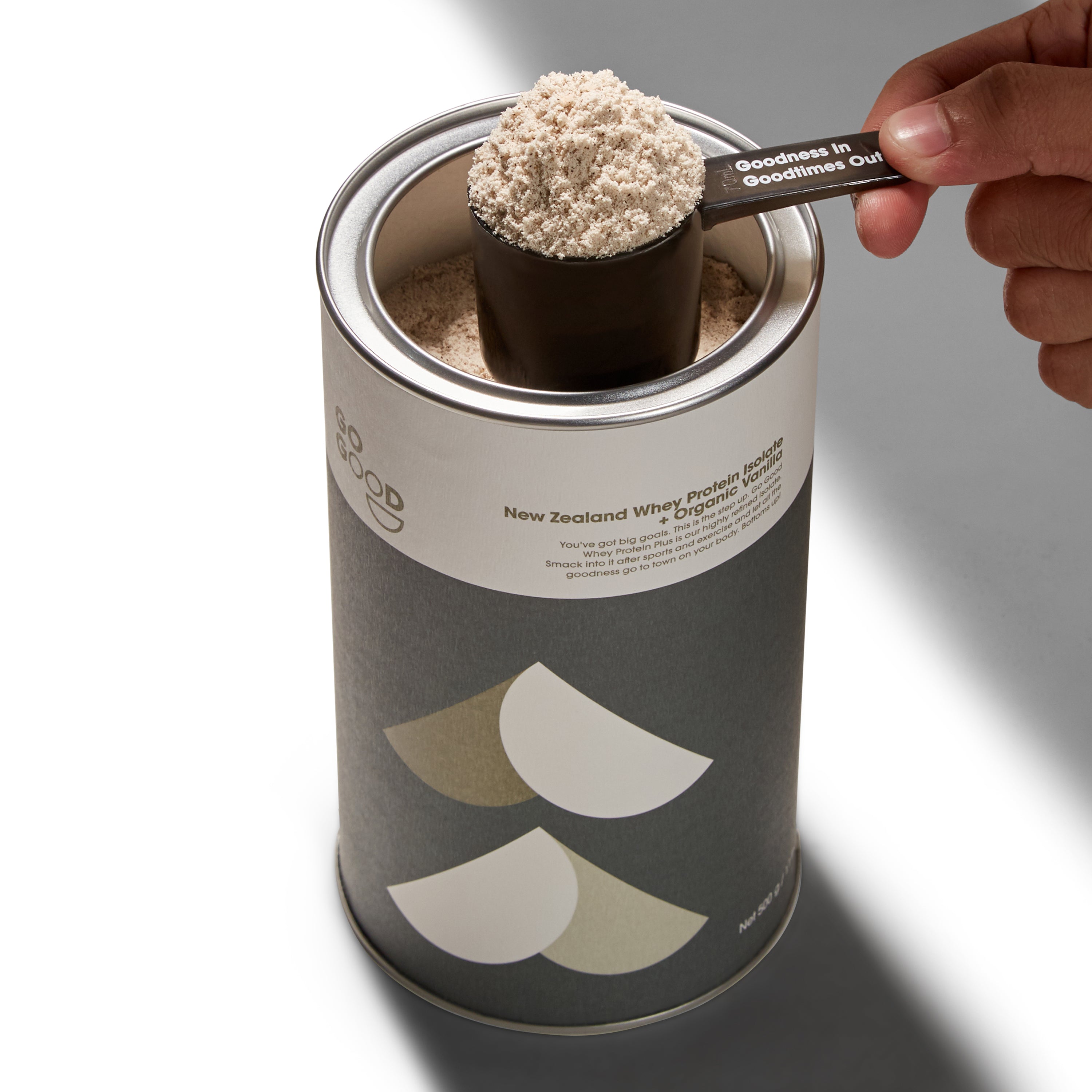 All Go Good whey and pea protein powder blends.